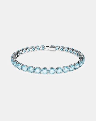 Swarovski matrix tennis bracelet in blue rhodium plating | ASOS