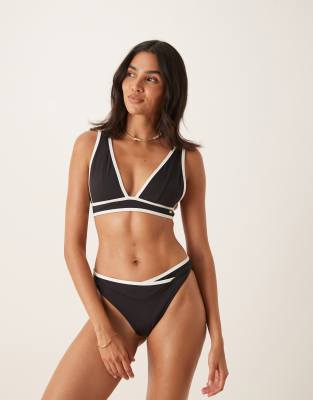 Tala – Bikinioberteil in Schwarz mit tiefem, kontrastierendem Ausschnitt | ASOS