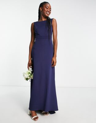 TFNC - L'invitée - Robe longue avec nœud au dos - Bleu marine | ASOS