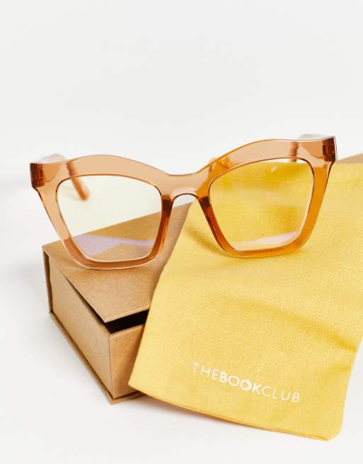 The Book Club rave crew swirled blue light glasses with blush frames | ASOS