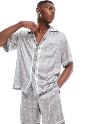 The Couture Club co-ord emblem print shirt in grey | ASOS