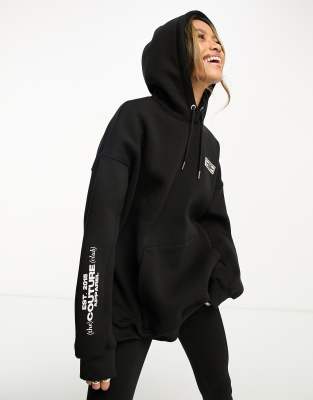 The Couture Club co-ord oversized hoodie in black with chest badging and back print | ASOS