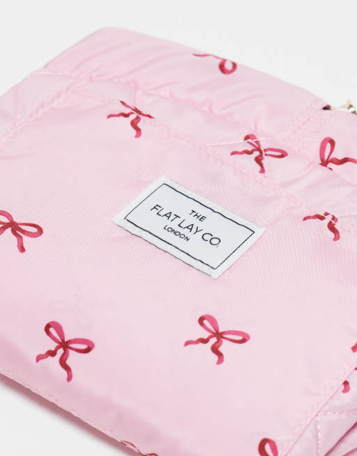 The Flat Lay Co. x ASOS EXCLUSIVE Drawstring Makeup Bag in Pink Bows | ASOS