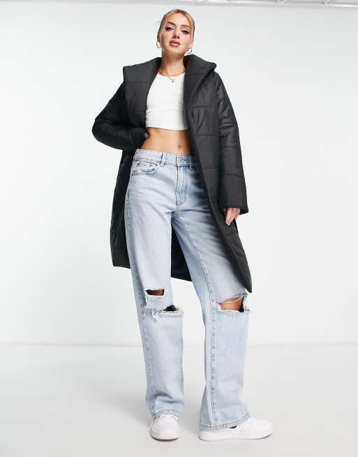 The Frolic belted collared puffer jacket in black | ASOS