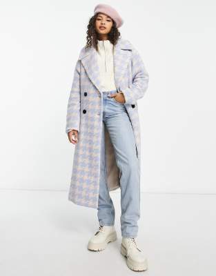 The Frolic - Exclusivité - Manteau long à motif pied-de-poule - Bleu | ASOS