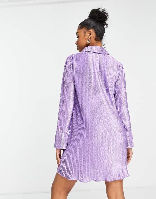 The Frolic plisse shirt dress in lilac | ASOS