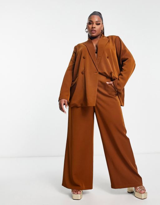 The Frolic Plus Pantalon Densemble De Costume Large Marron Noix De