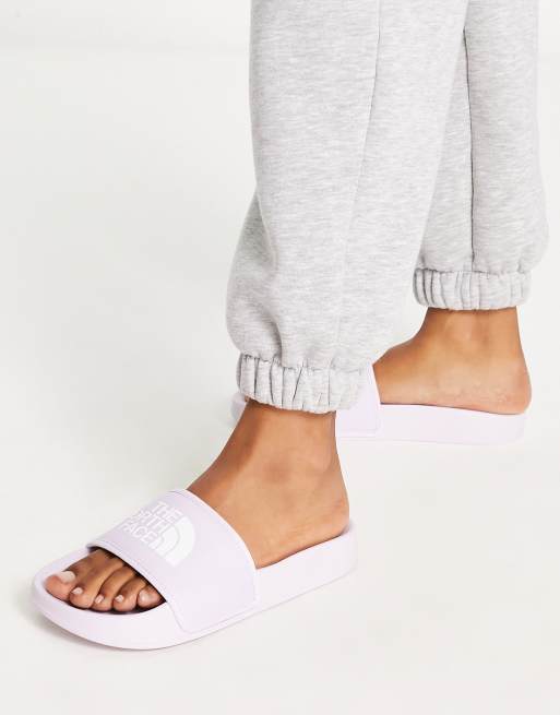 The North Face Base Camp III sliders in lilac | ASOS