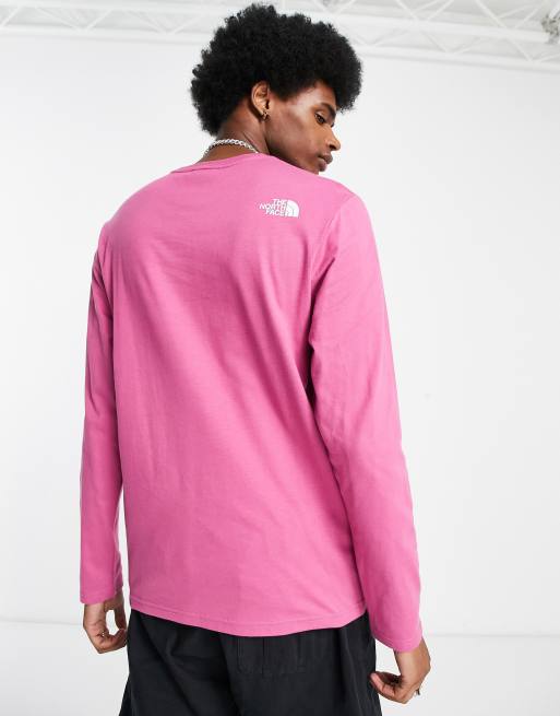 The North Face Fine Langarmliges T Shirt in Rosa mit Logo ASOS