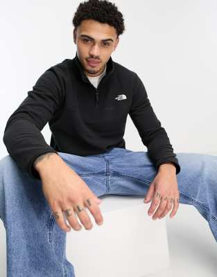 The North Face TKA Glacier 1/4 zip fleece in black | ASOS