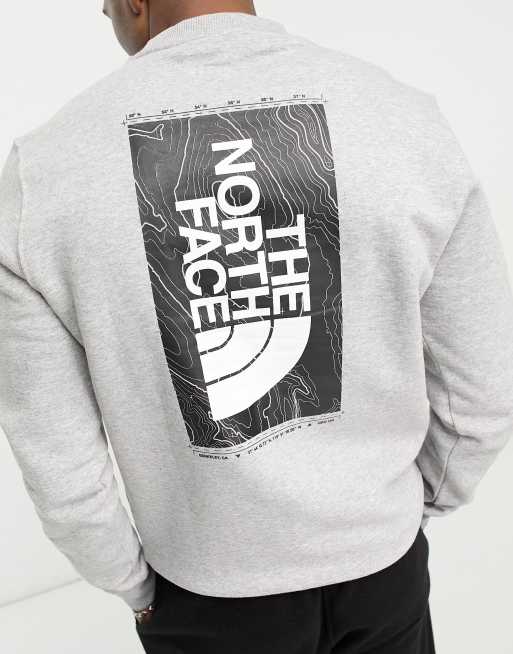 The North Face Vertical Topographic back print sweatshirt in grey ...