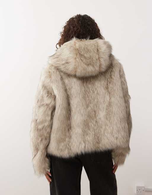The Ragged Priest faux fur coat with hood in sand | ASOS