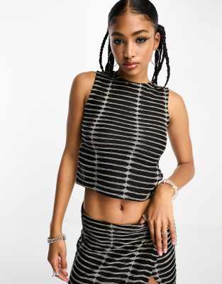 The Ragged Priest open back chain tank top in shredded jersey co-ord | ASOS