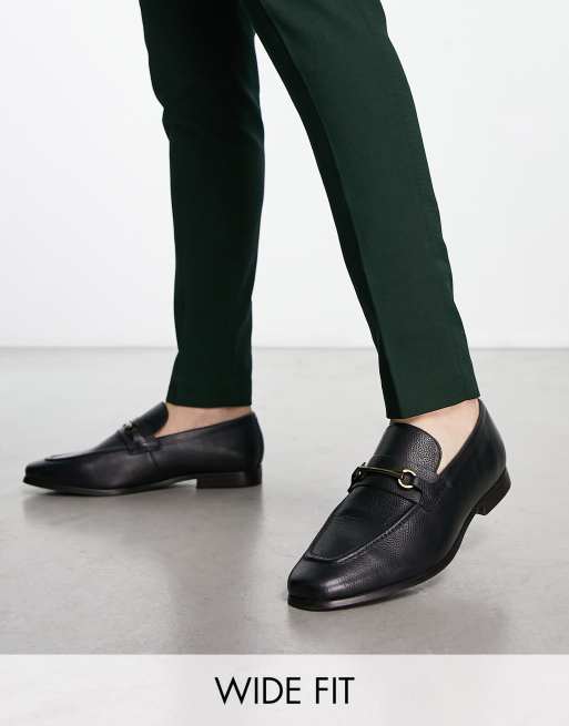 Thomas Crick – Svarta loafers i läder med bred passform och ...