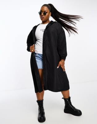 Threabdare Plus festival 2 in 1 longline rain mac shoulder bag in black ...