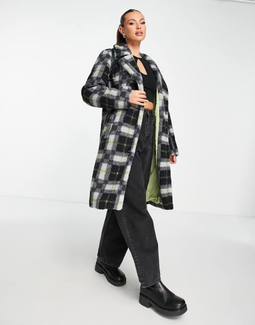 Threadbare Bear Cappotto Oversize In Pile Borg Nero E Bianco A