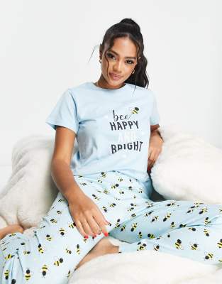 Threadbare bees long pyjamas in light blue | ASOS