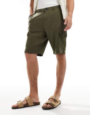 Threadbare – Cargo-Shorts aus Leinenmix in Khaki | ASOS