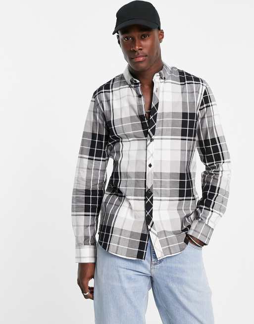 Threadbare check shirt in black | ASOS