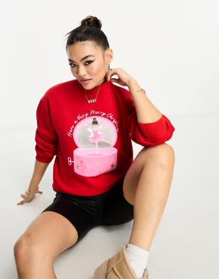 Threadbare Christmas printed sweater in red | ASOS