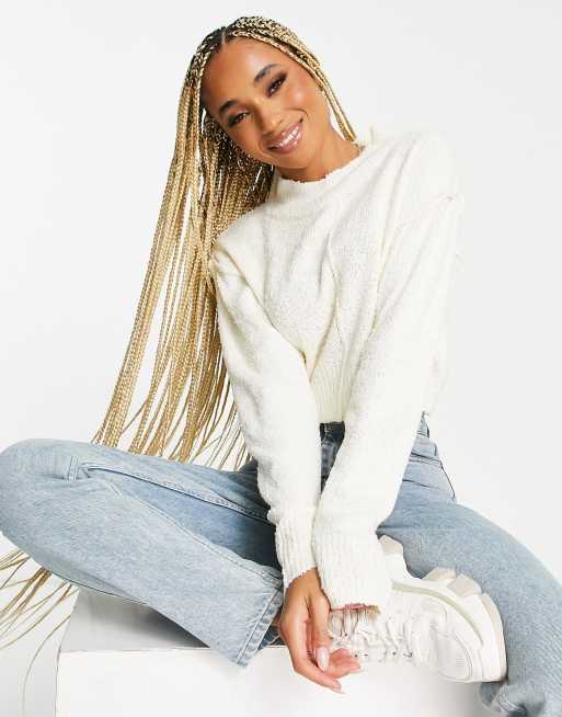 Threadbare Coconut turtle neck sweater in white | ASOS