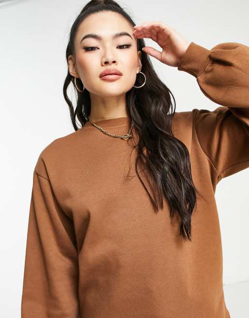 Threadbare Dixie Oversized Sweatshirt In Chocolate Brown Asos