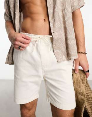 Threadbare elasticated waist chino shorts in off white | ASOS