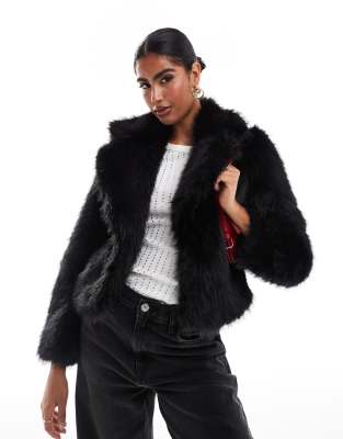 Threadbare faux fur coat in black | ASOS