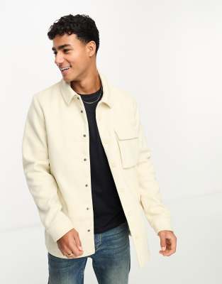 Threadbare faux wool jacket in cream | ASOS