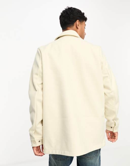 Threadbare faux wool jacket in cream | ASOS