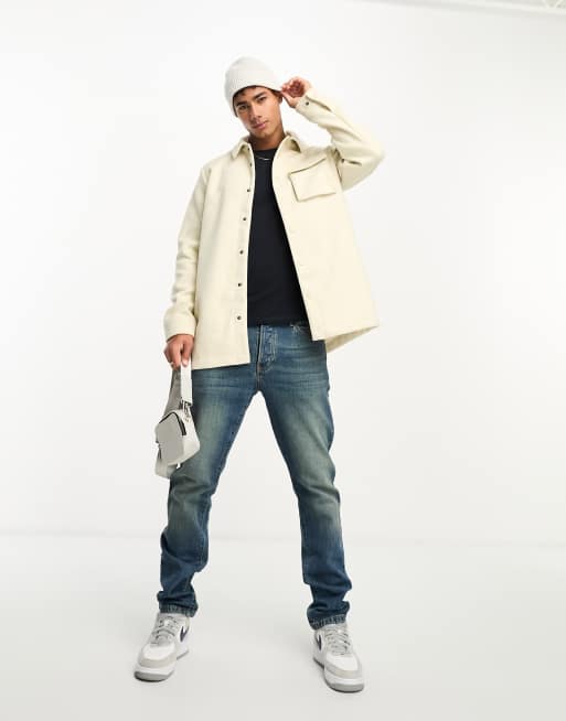 Threadbare faux wool jacket in cream | ASOS