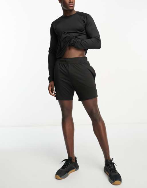Threadbare Fitness co-ord mid length training shorts in black | ASOS