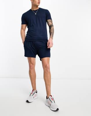 Threadbare Fitness co-ord mid length training shorts in navy | ASOS