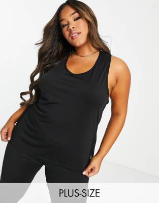 Threadbare Fitness Plus gym tank top with mesh insert in black | ASOS