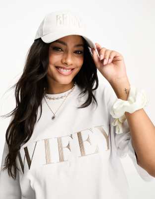 Threadbare hen do cap with 'Bride' motif in white | ASOS