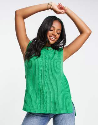 Threadbare - Honey - Pull col rond en maille torsadée - Vert vif | ASOS