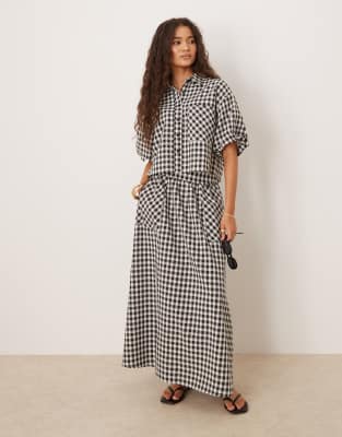 Threadbare - Jupe d'ensemble mi-longue à carreaux vichy - Noir et blanc | ASOS