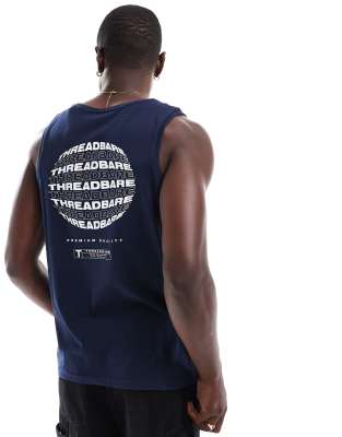 Threadbare logo print vest in navy | ASOS