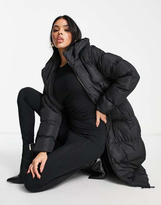 Threadbare Onyx 2 in 1 longline gilet and puffer coat in black | ASOS
