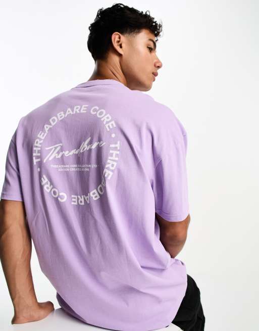 Threadbare Oversized Back Print Logo T Shirt In Lavender Asos