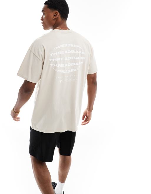 Threadbare oversized back print logo t-shirt in stone | ASOS