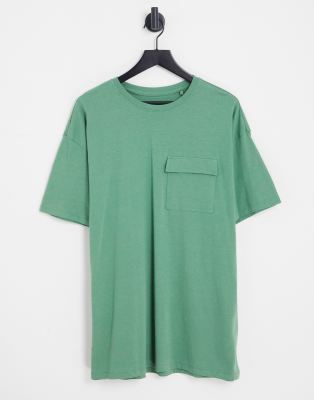 Threadbare oversized pocket t-shirt in dark ivy green | ASOS