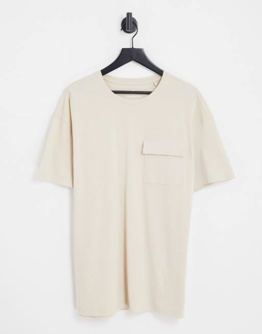 Threadbare oversized pocket t-shirt in sand | ASOS