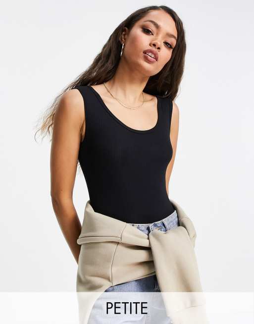 Threadbare Petite - Body côtelé à encolure ronde - Noir | ASOS