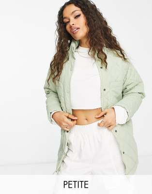 Threadbare Petite Solaris Diamond Quilted Jacket In Sage Green | ModeSens