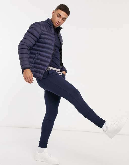 Threadbare puffer jacket in navy | ASOS