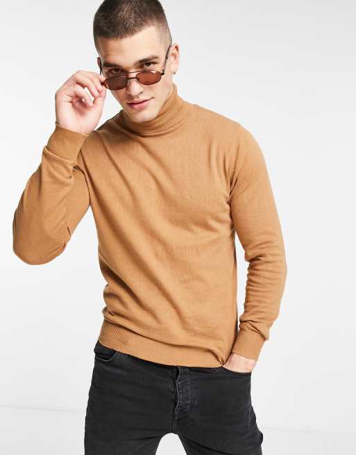 Threadbare Pull Col Roulé En Coton Camel Asos