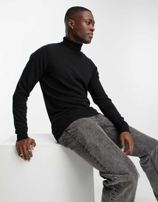 Threadbare Pull Col Roulé En Coton Noir Asos