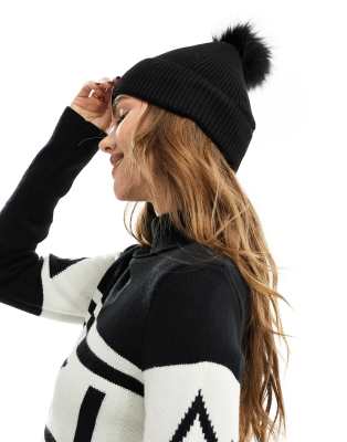 Threadbare Ski faux fur bobble hat in black | ASOS