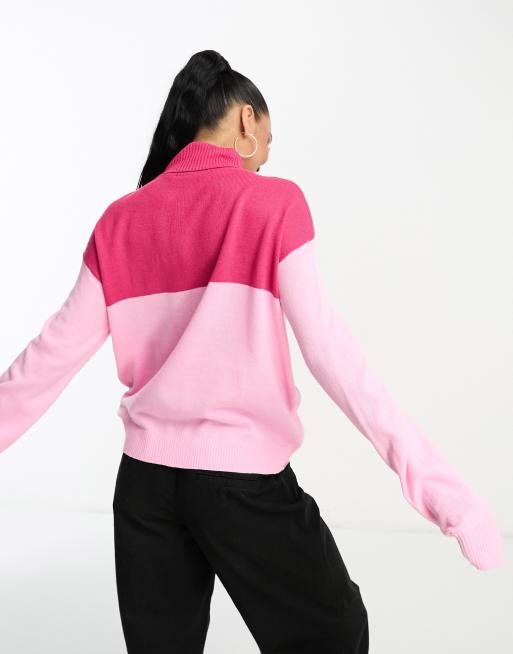 Threadbare Ski high neck printed jumper in pink | ASOS